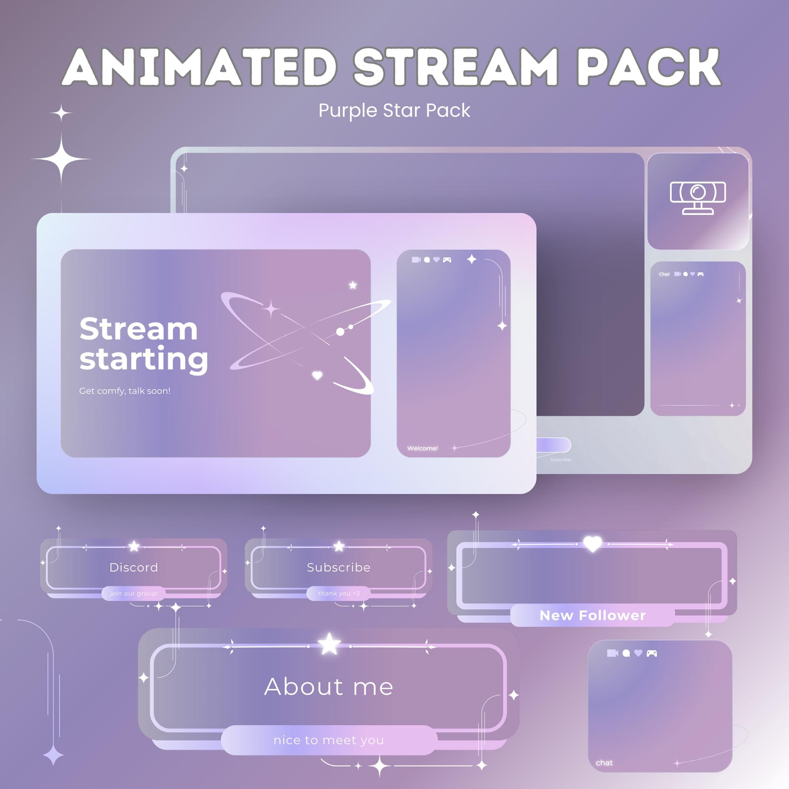 Purple Star Pack - Stream Pack, Streaming, Stream Assets, Stream ...