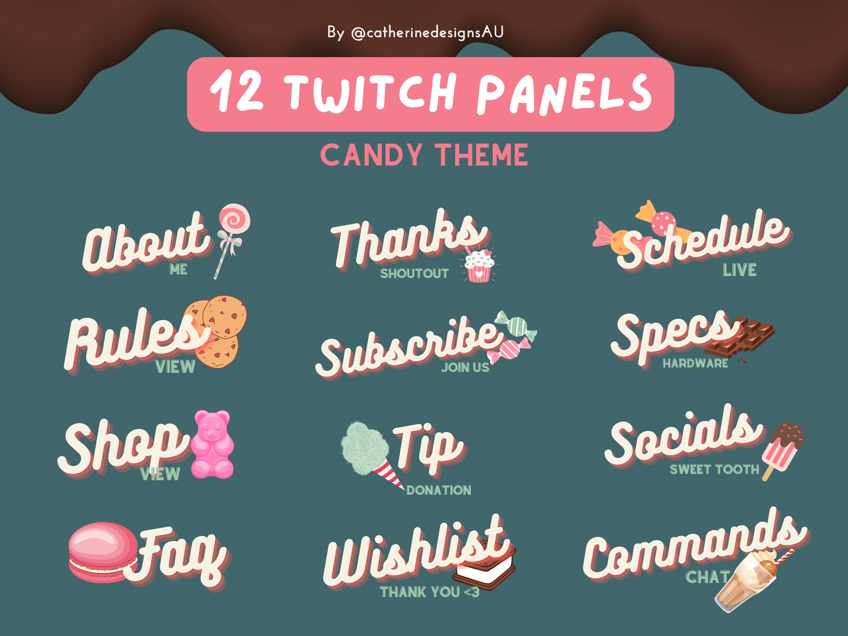 X12 Twitch Panels Candy Theme - INSTANT DOWNLOAD | Twitch Overlay ...