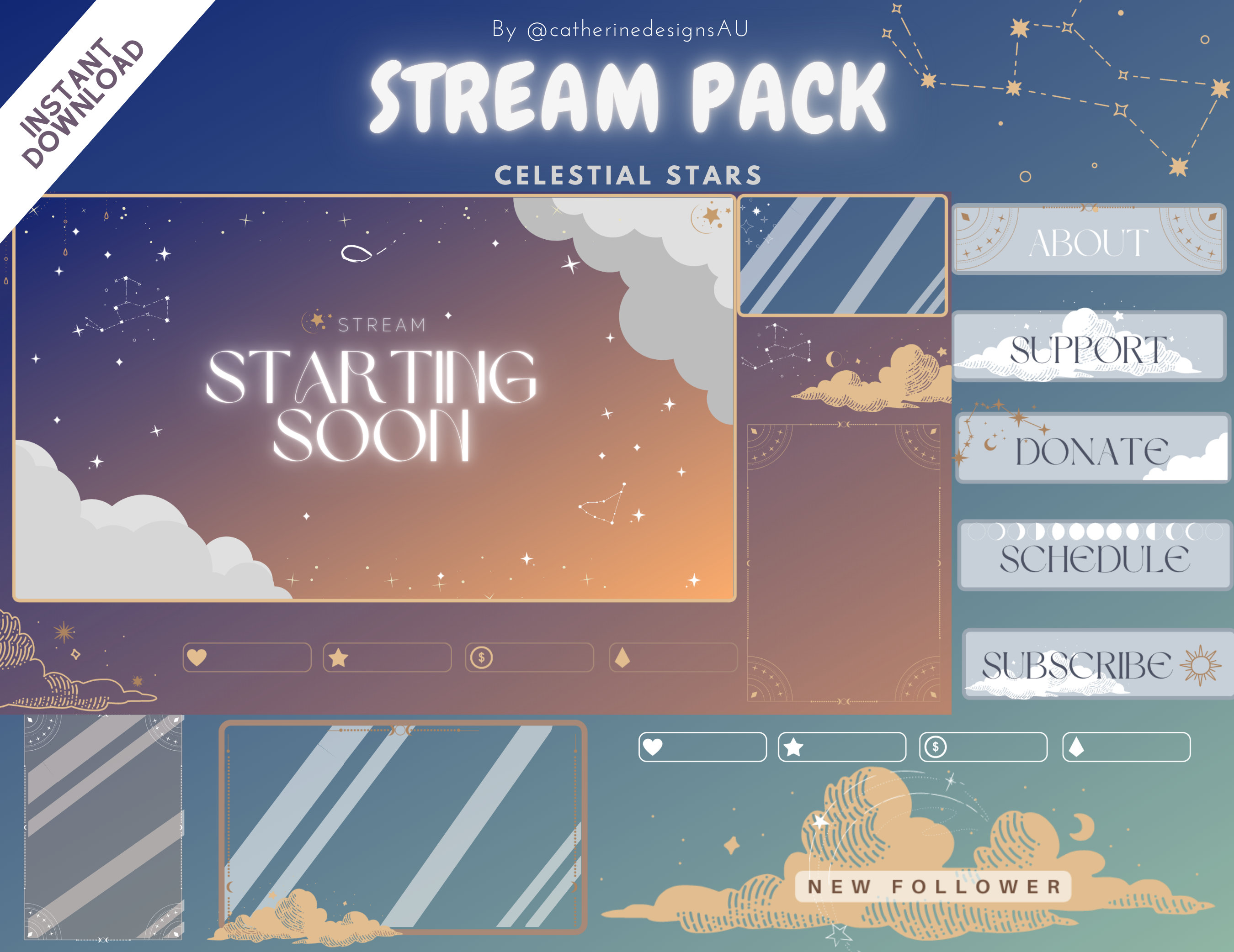 Celestial Twitch Pack (customizable) | Twitch Alerts | Twitch Overlays ...