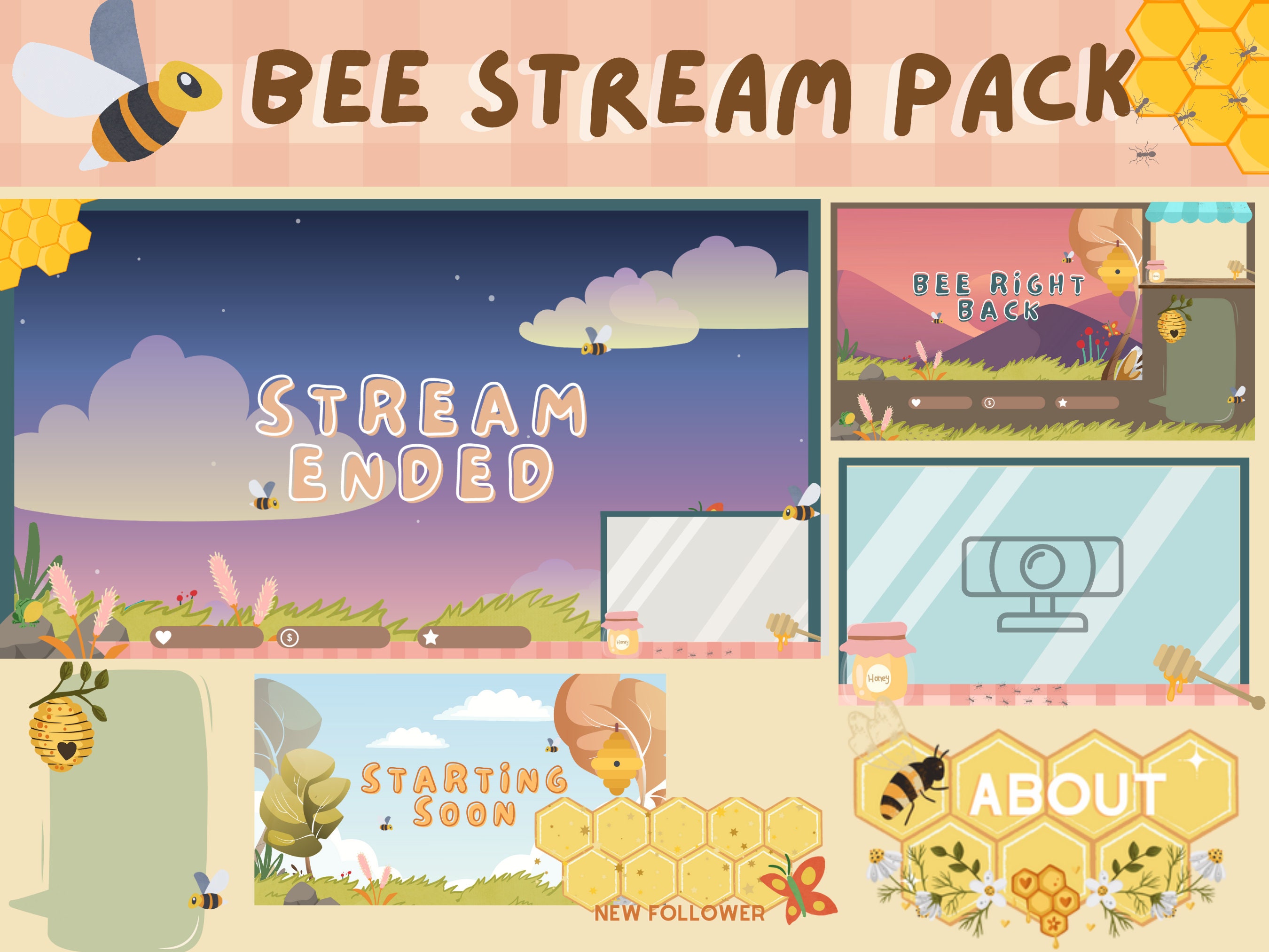 Bee Twitch Overlays Stream Overlays INSTANT DOWNLOAD - Etsy Australia