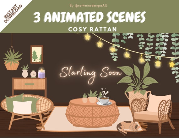 3 Animated Stream Overlay Scenes cosy Rattan INSTANT - Etsy