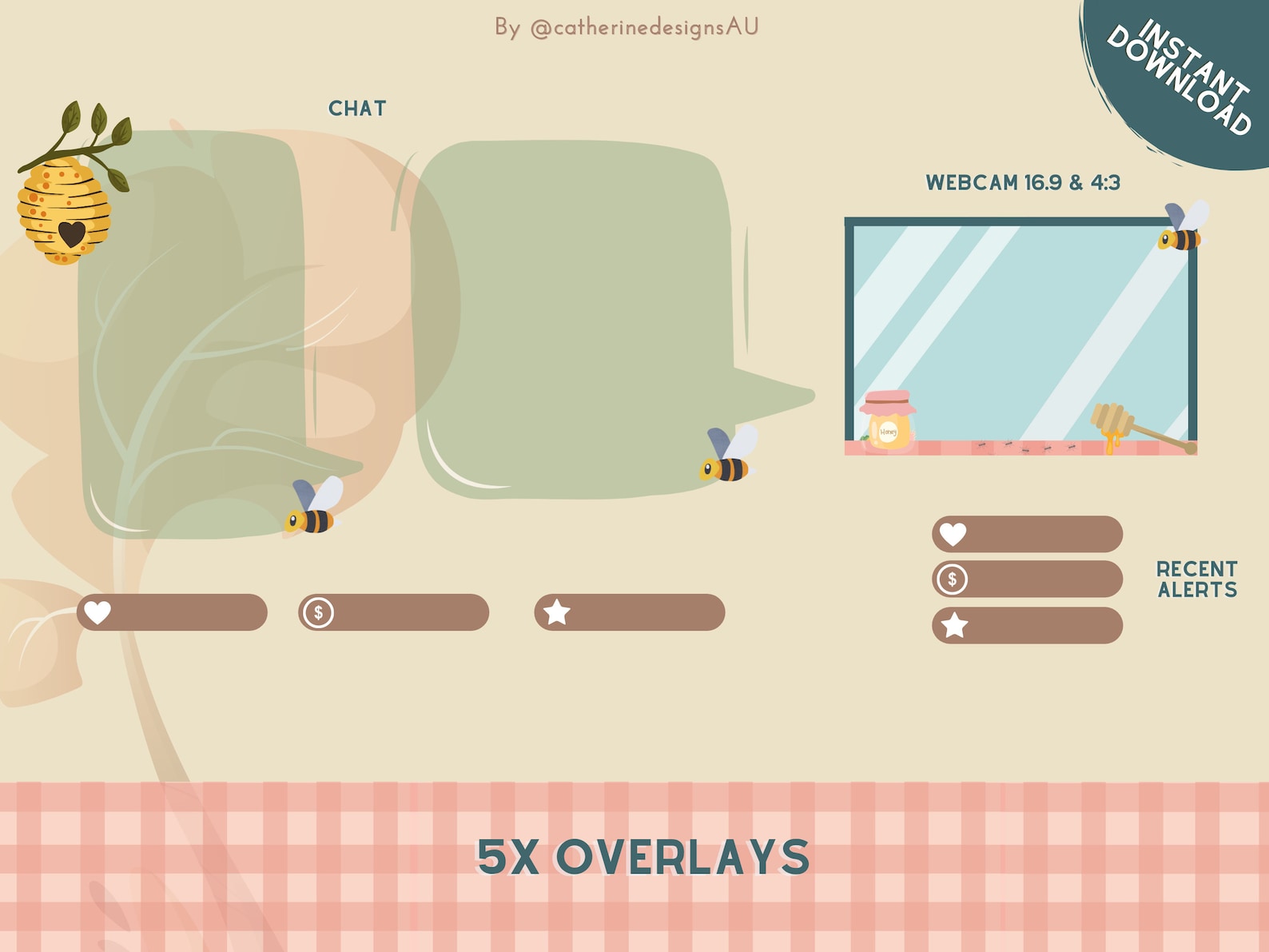 Bee Twitch Overlays Stream Overlays - INSTANT DOWNLOAD | Twitch Screen ...