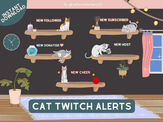 Cosy Cat Twitch Alerts Cat Twitch Overlays INSTANT DOWNLOAD - Etsy