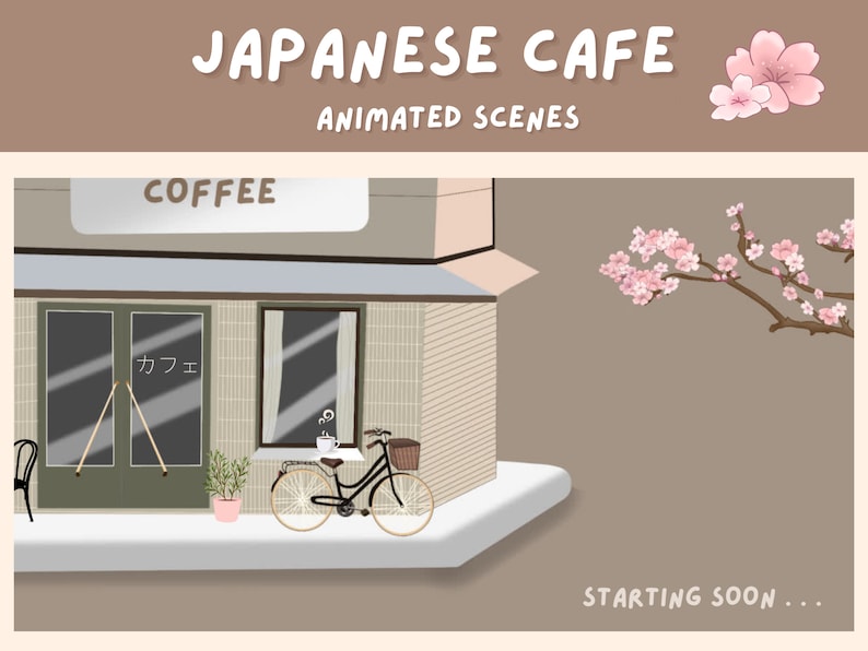 3 Animated Scenes | Japanese Cafe | Stream | Twitch | Starting Soon ...