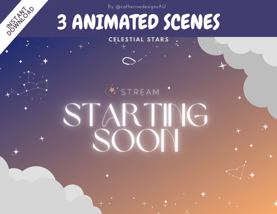 Celestial Stars Twitch Overlays - Animated Scenes | INSTANT DOWNLOAD ...