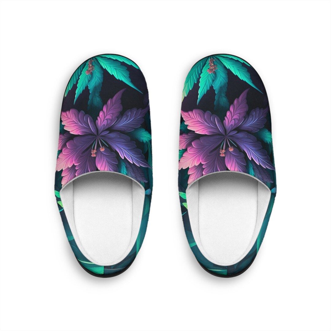 Cannabis Flower Leaf Women's Indoor Slippers Weed 420 Friendly - Etsy
