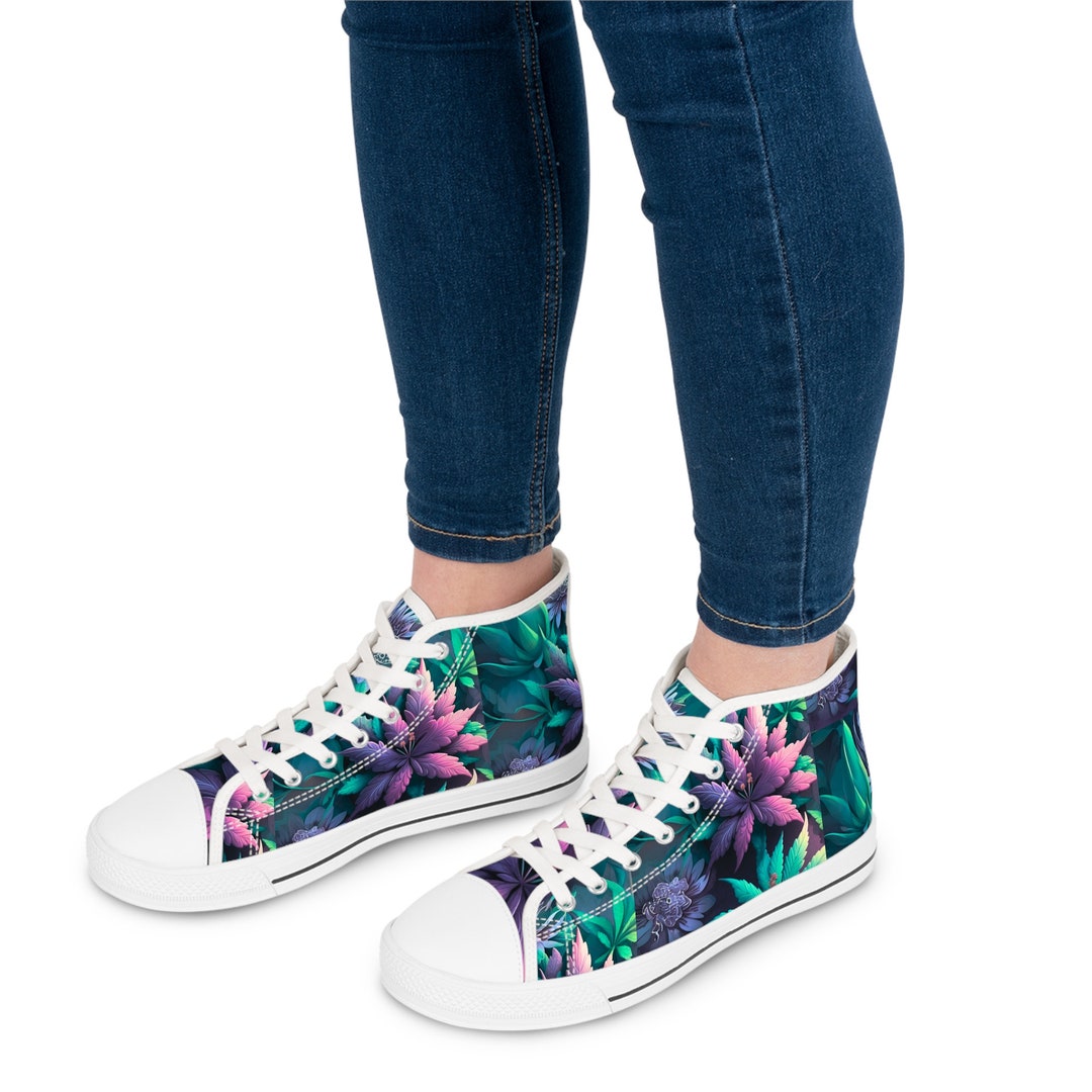 Cannabis Flower Leaf Women's High Top Sneakers Weed Marijuana Lover - Etsy