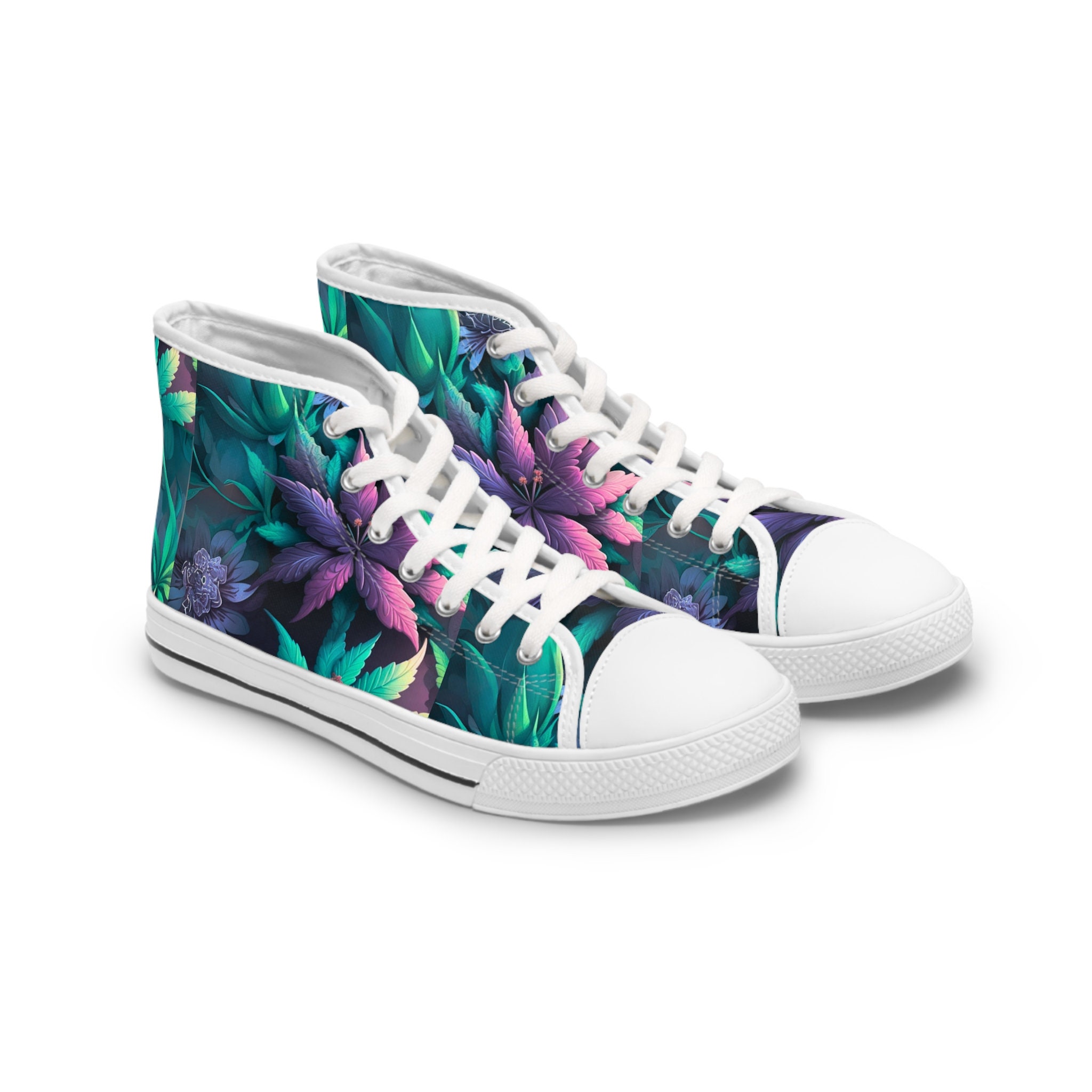 Cannabis Flower Leaf Women's High Top Sneakers Weed Marijuana Lover - Etsy