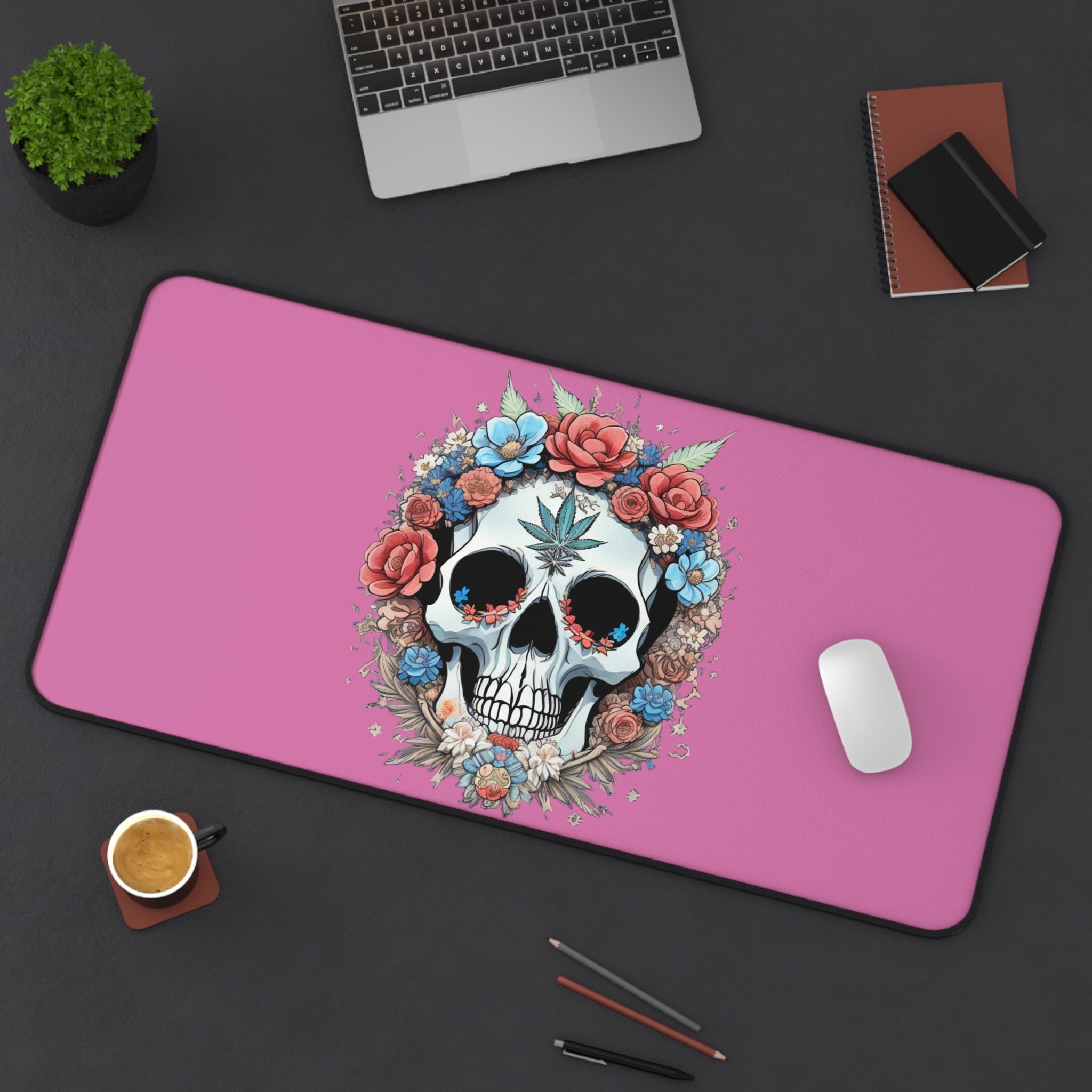 Skull Desk Mat, Cannabis Accessory, Gaming Mat Gift, Large Mouse Pad ...