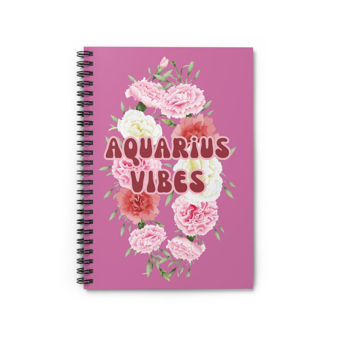 Aquarius, Journal, February Birth Flower, Spiral Notebook - Ruled Line ...