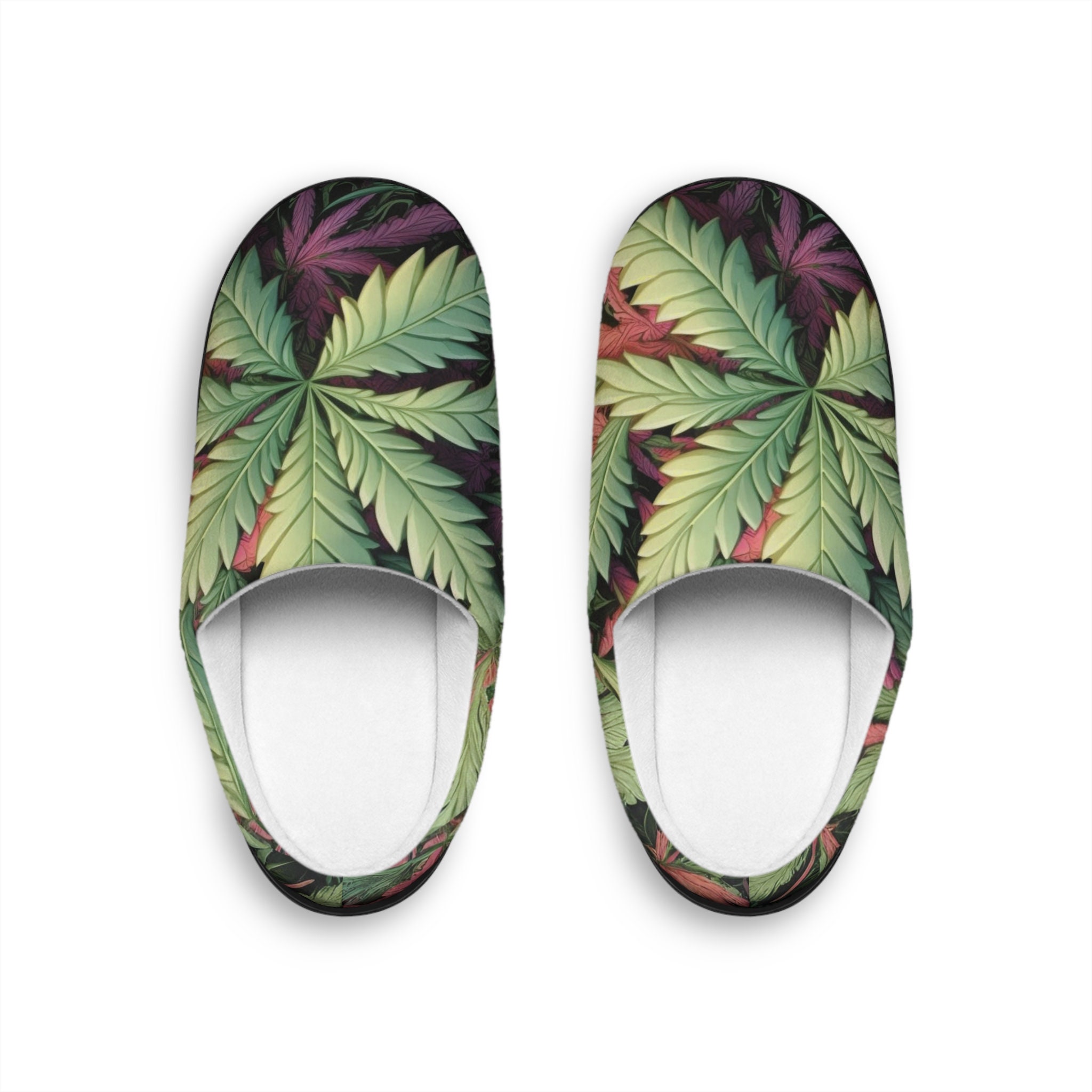 Cannabis Flower Leaf Men's Indoor Slippers Weed Marijuana - Etsy