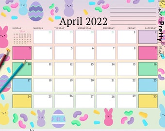 April 2022 Printable Calendar | Etsy