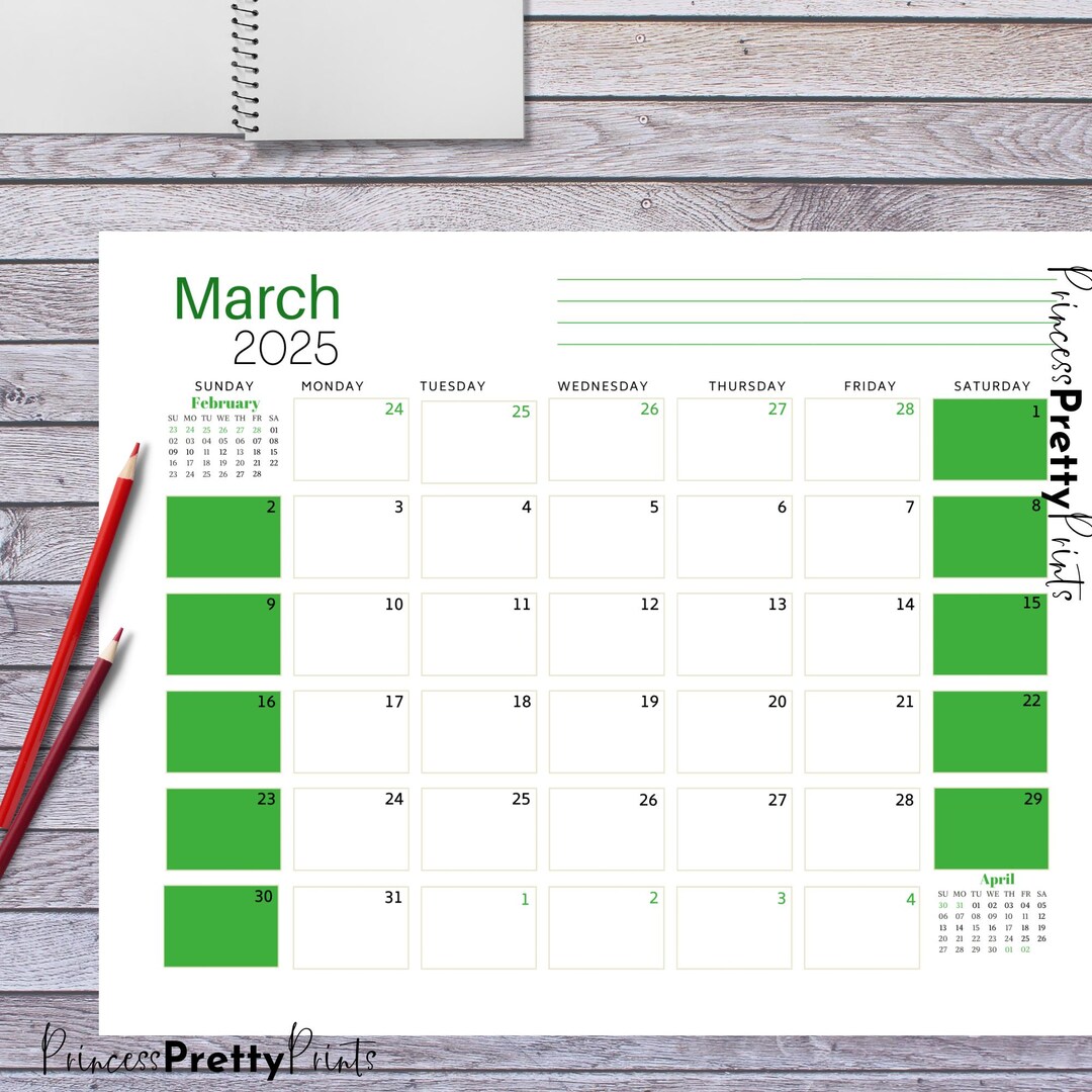 Printable PDF Minimalist Calendar March 2025 Calendar | Simple Calendar ...