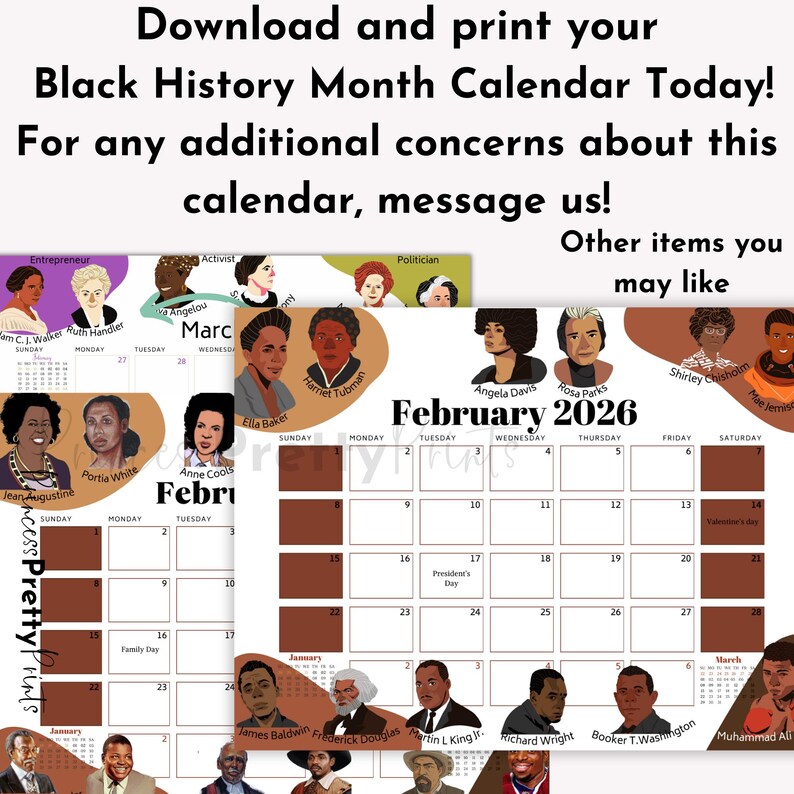 2026 Black History Month Calendar, Canadian Printable (digital Download ...