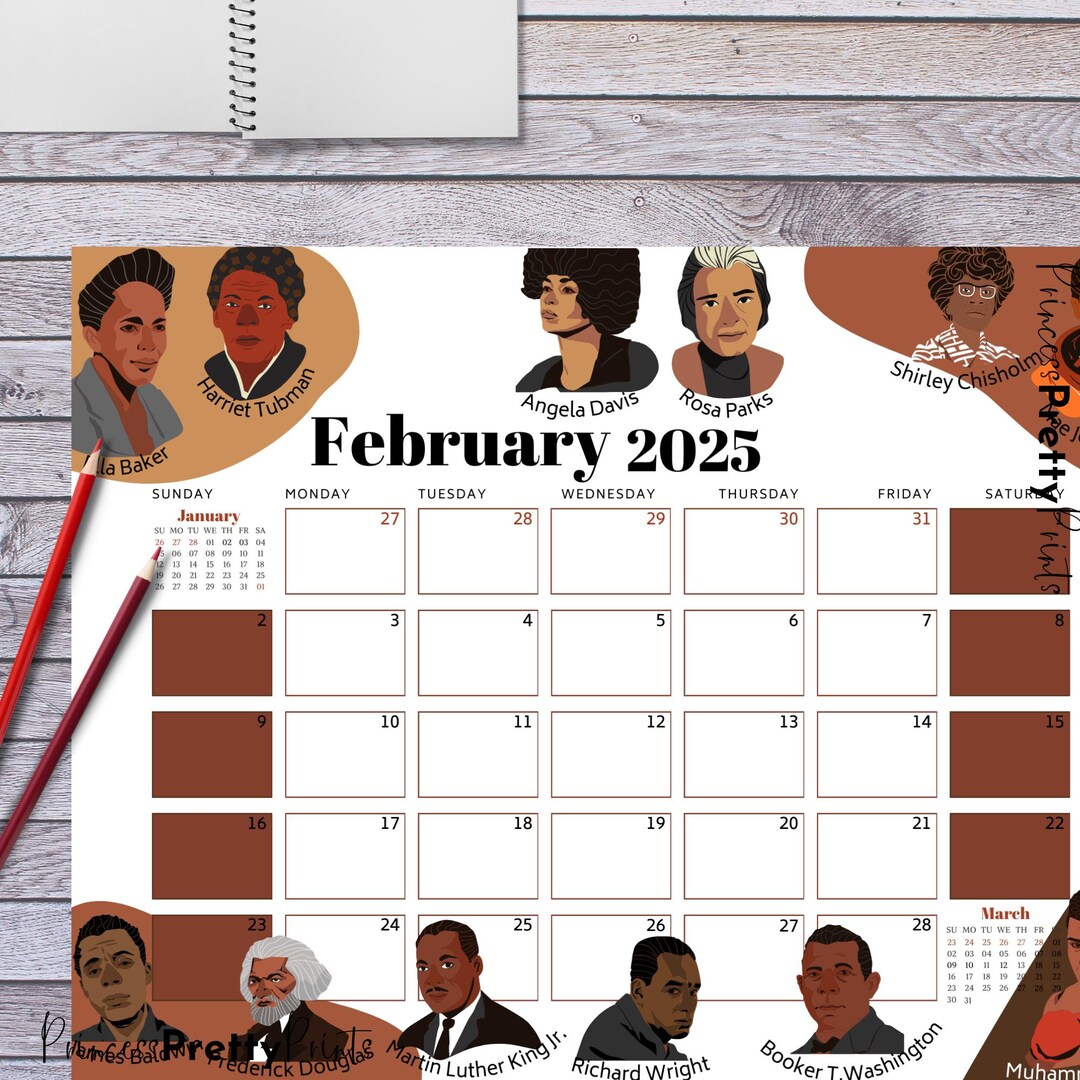 Black History Month, Editable February 2025 Calendar for Black History ...