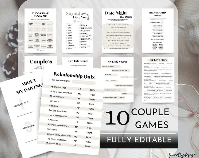 Couples Games Printable/date Night Games for Adults/couples Quiz ...