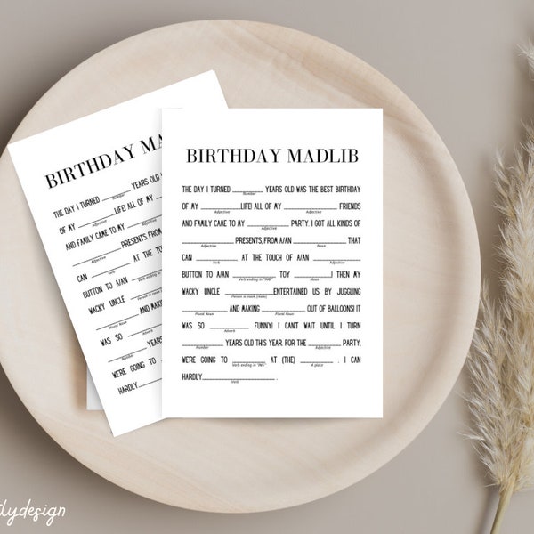 Birthday Mad Libs - Etsy