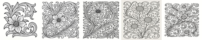 15 Floral Western Victorian Engraving Patterns: 15 SVG & PDF Designs - Etsy