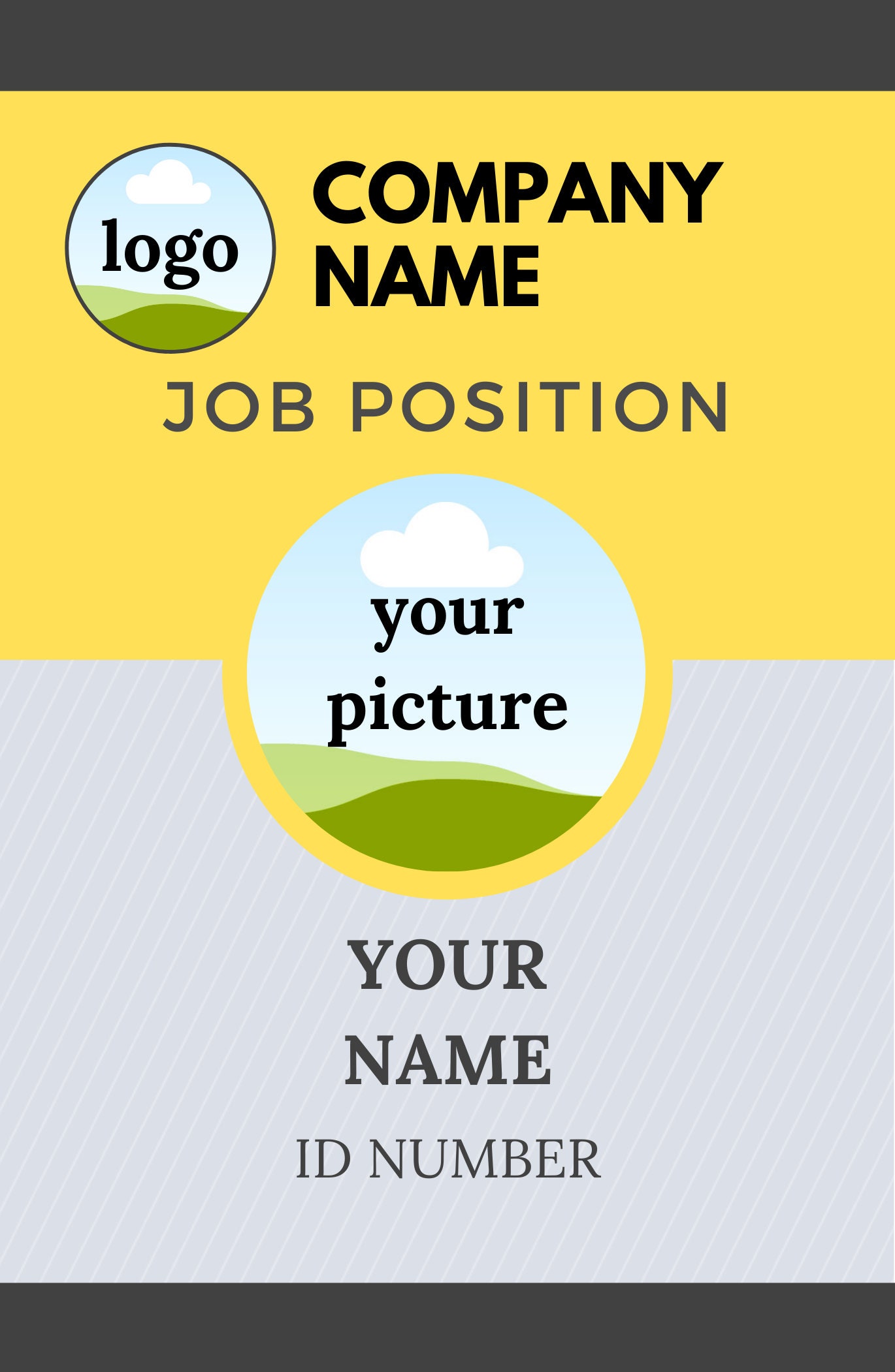 INSTANT DOWNLOAD Editable Work ID Badge/card Template - Etsy