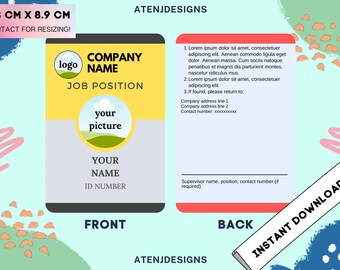 Work Badge Template - Etsy