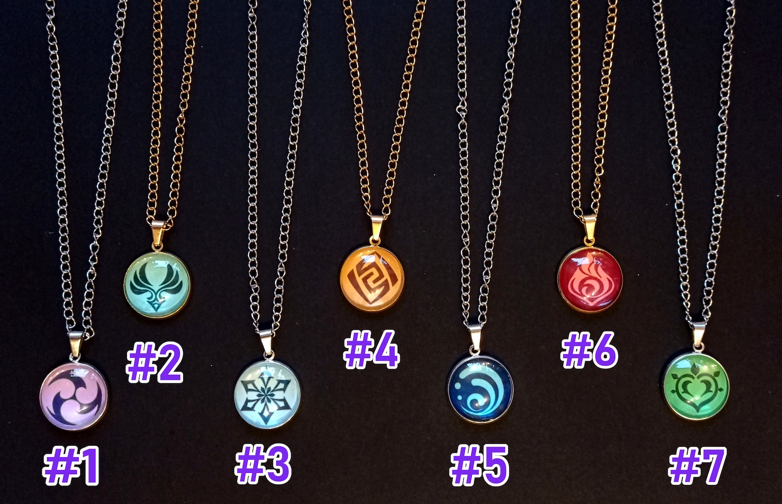 Genshin Impact Vision Rings Earrings Necklaces Hair Clips Gold Silver ...