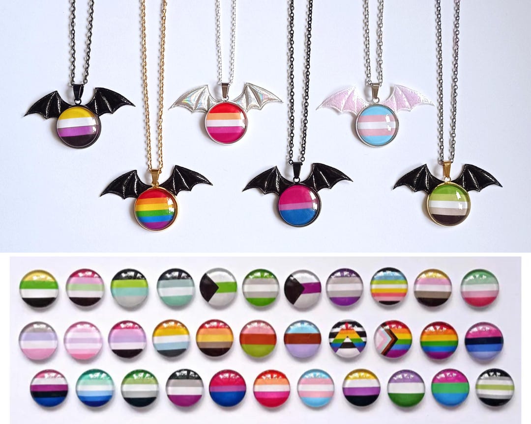 Pride Flag Queer LGBTQ Bat Wings Necklaces Choker Stainless Steel Chain ...