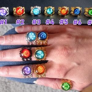 Genshin Impact Vision Rings Earrings Necklaces Hair Clips Gold Silver ...