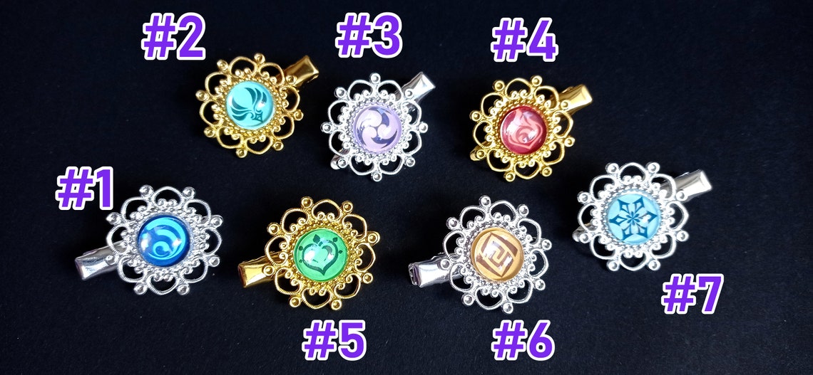 Genshin Impact Vision Rings Earrings Necklaces Hair Clips Gold - Etsy