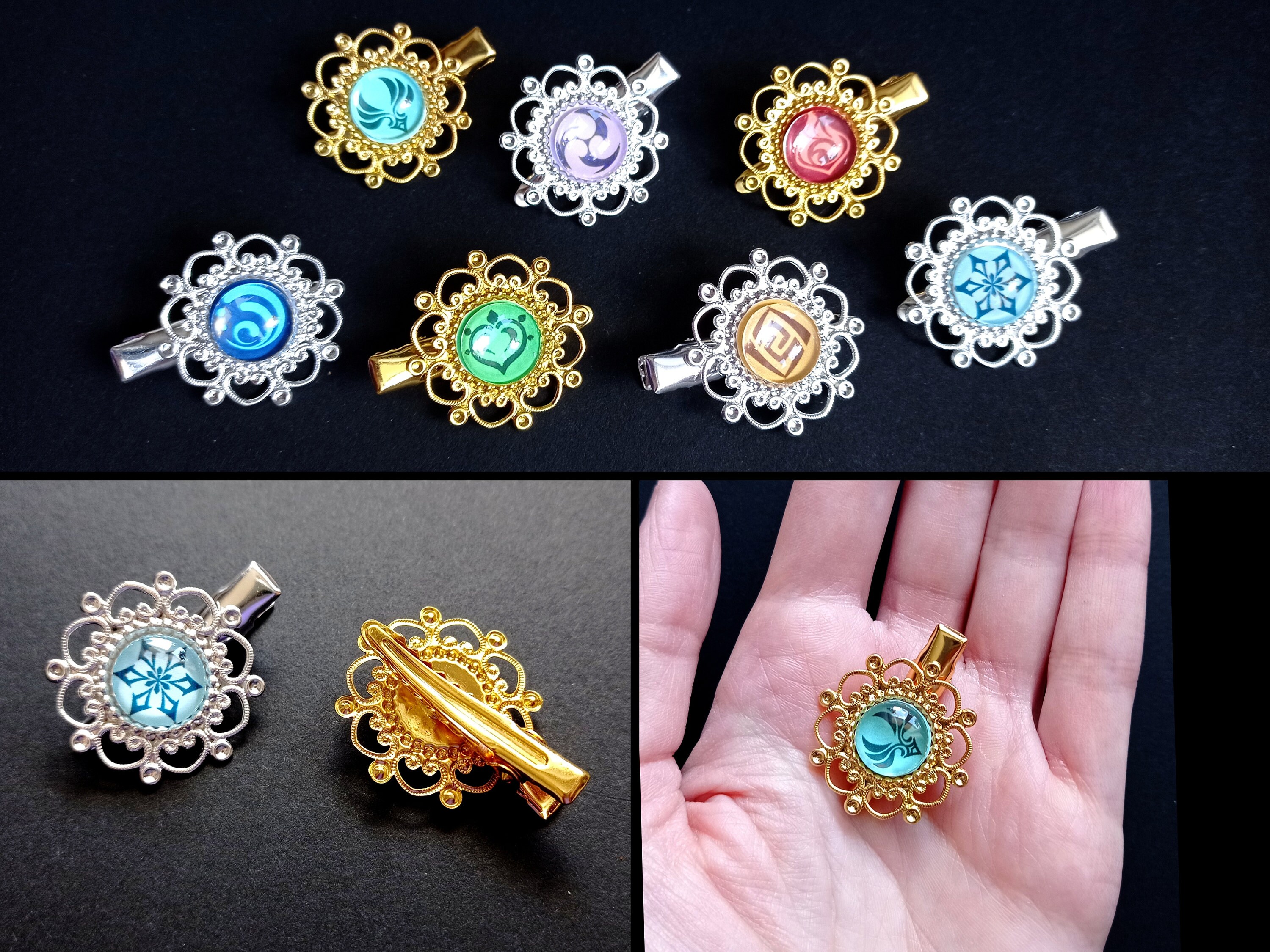 Genshin Impact Vision Rings Earrings Necklaces Hair Clips Gold - Etsy