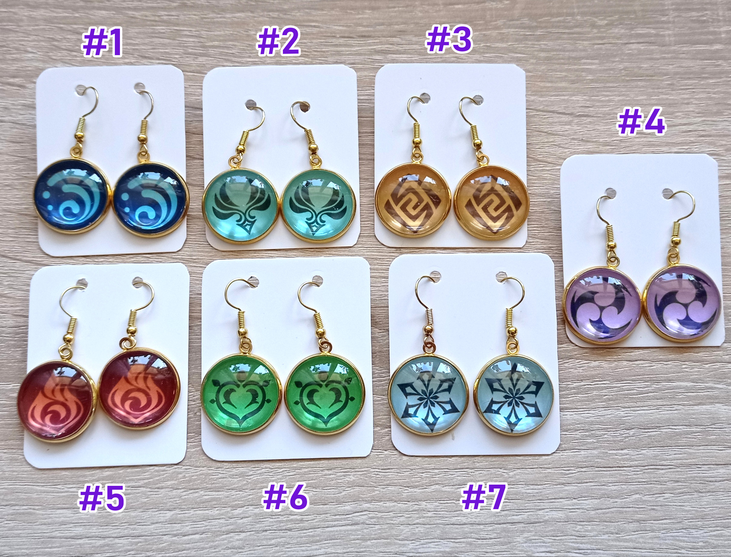 Genshin Impact Vision Rings Earrings Necklaces Hair Clips Gold - Etsy