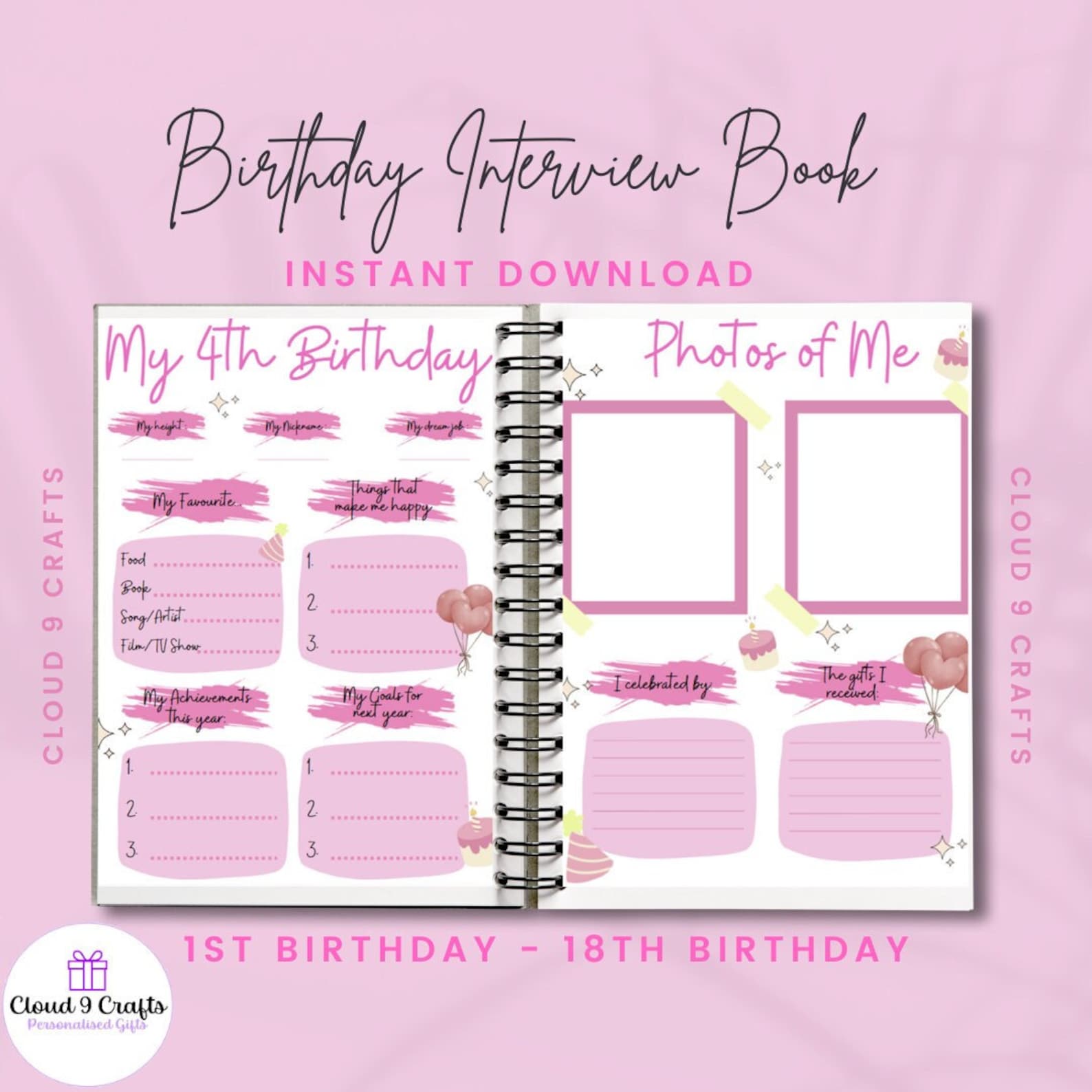 Birthday Interview Book, Birthday Memories Book, 1st Birthday Gift ...
