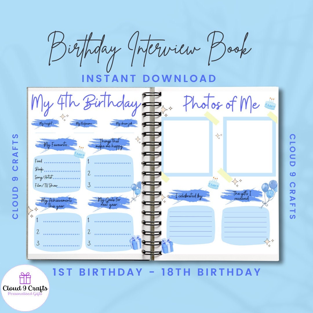 Birthday Interview Book, Birthday Memories Book, 1st Birthday Gift ...