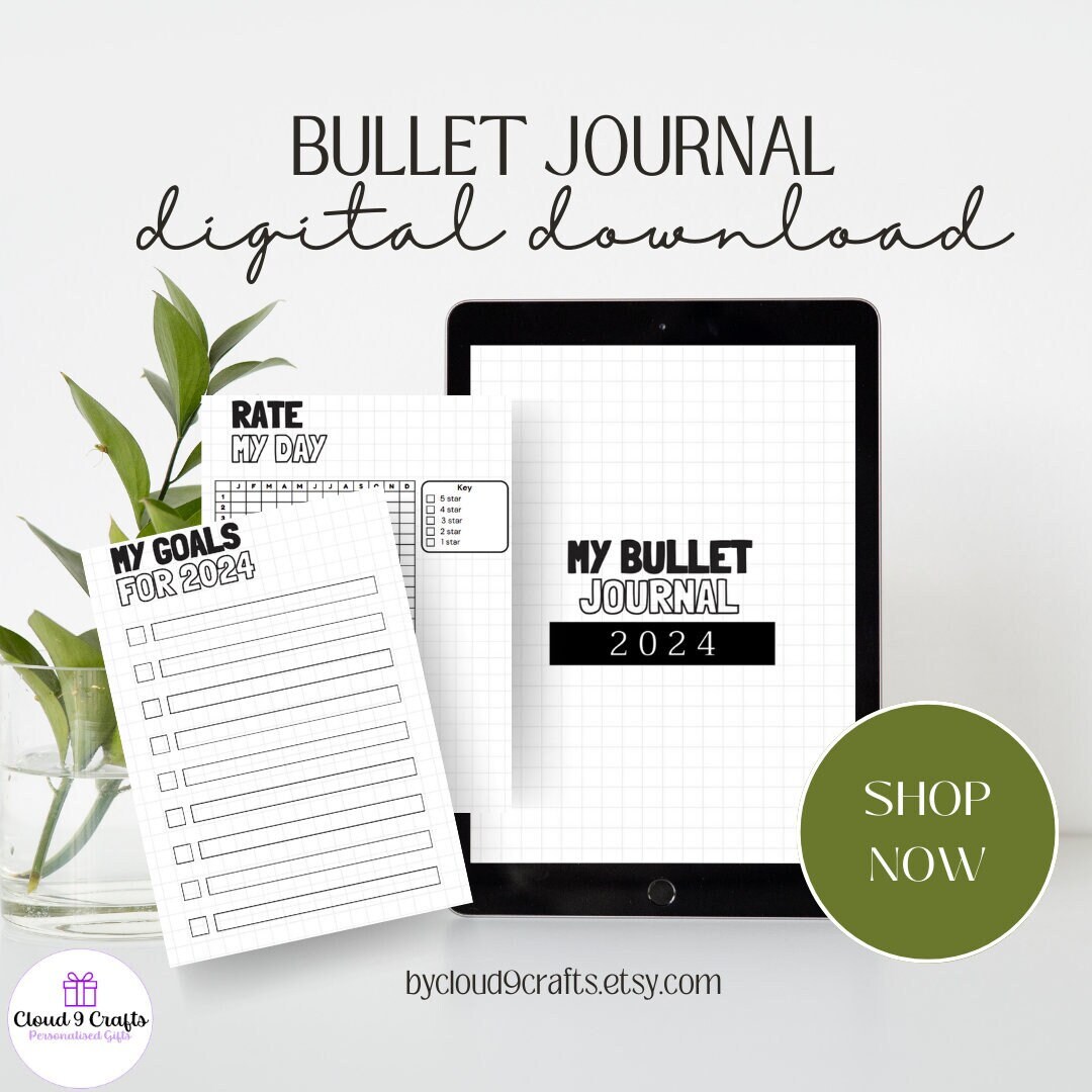 Digital 2024 Bullet Journal, 2024 Planner Printable Portrait ...