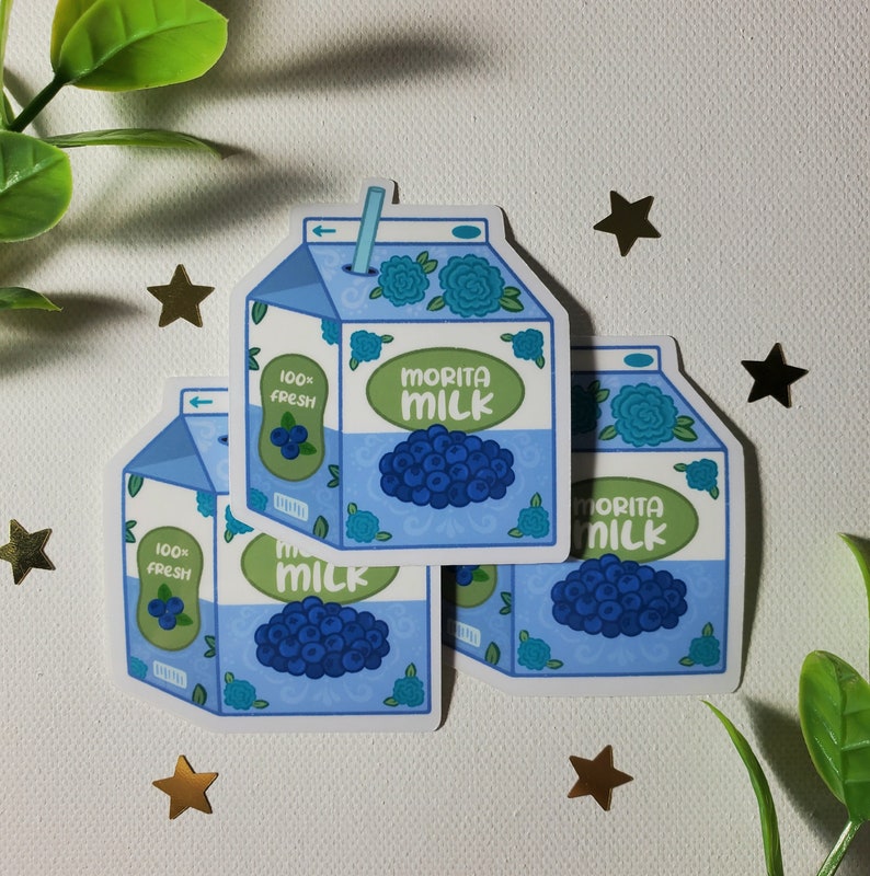 Fruit Milk Stickers Strawberry, Peach, Blueberry, and Grape Milk ...