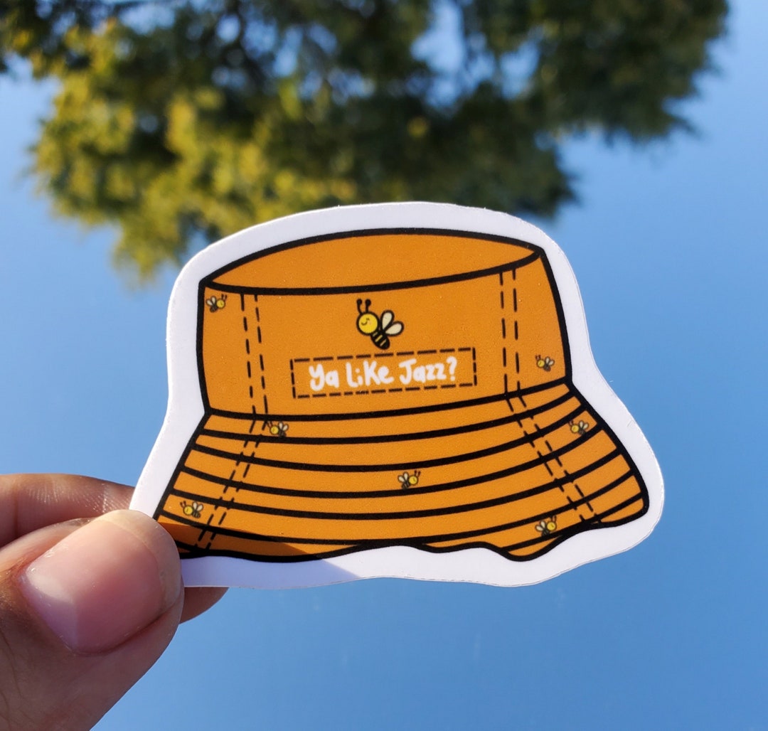 Bee Bucket Hat You Like Jazz Aesthetic Sticker Yellow Hat Computer ...
