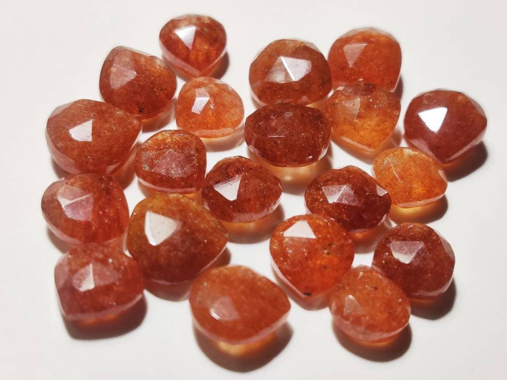 Sunstone Rose Cut Heart Shape, Natural Sunstone Briolette Gemstone Size ...