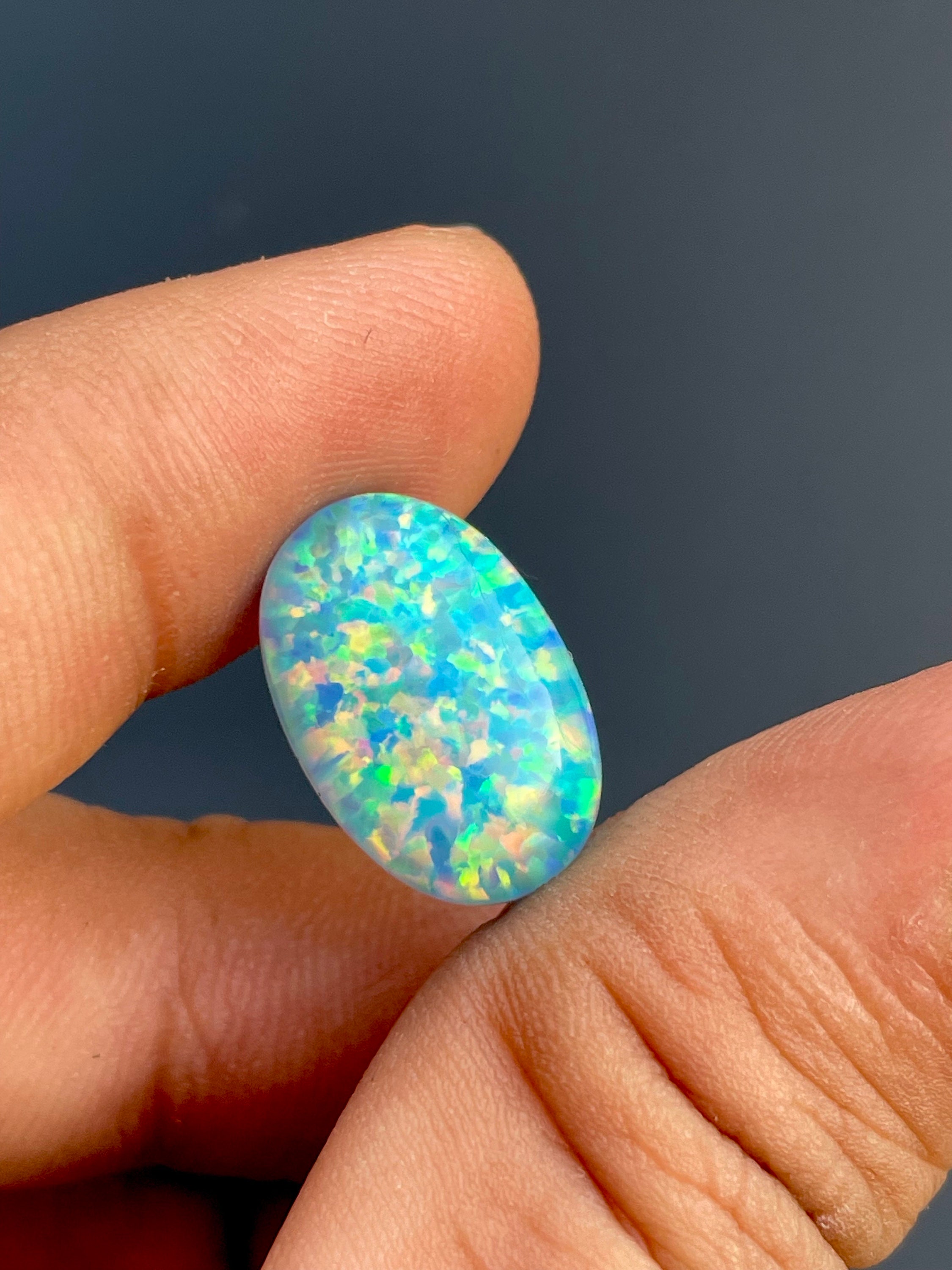 Opal Cabochon Oval Paraiba Color 7.70cts 11.70x17.70mm Fire Opal Cabochon. Blue Fire Opal ...