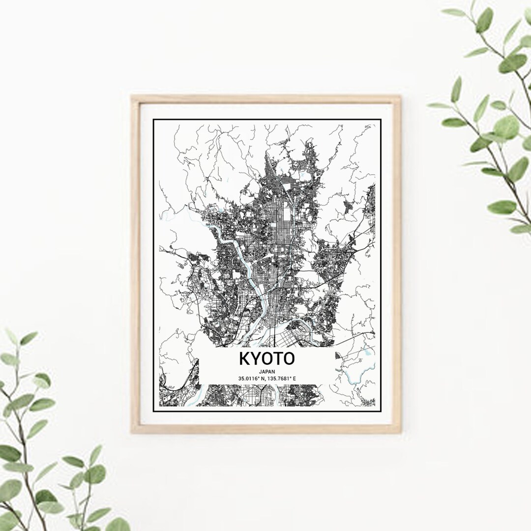 Kyoto Japan City Map Print Asia Poster Personalized Printable Map Gift ...