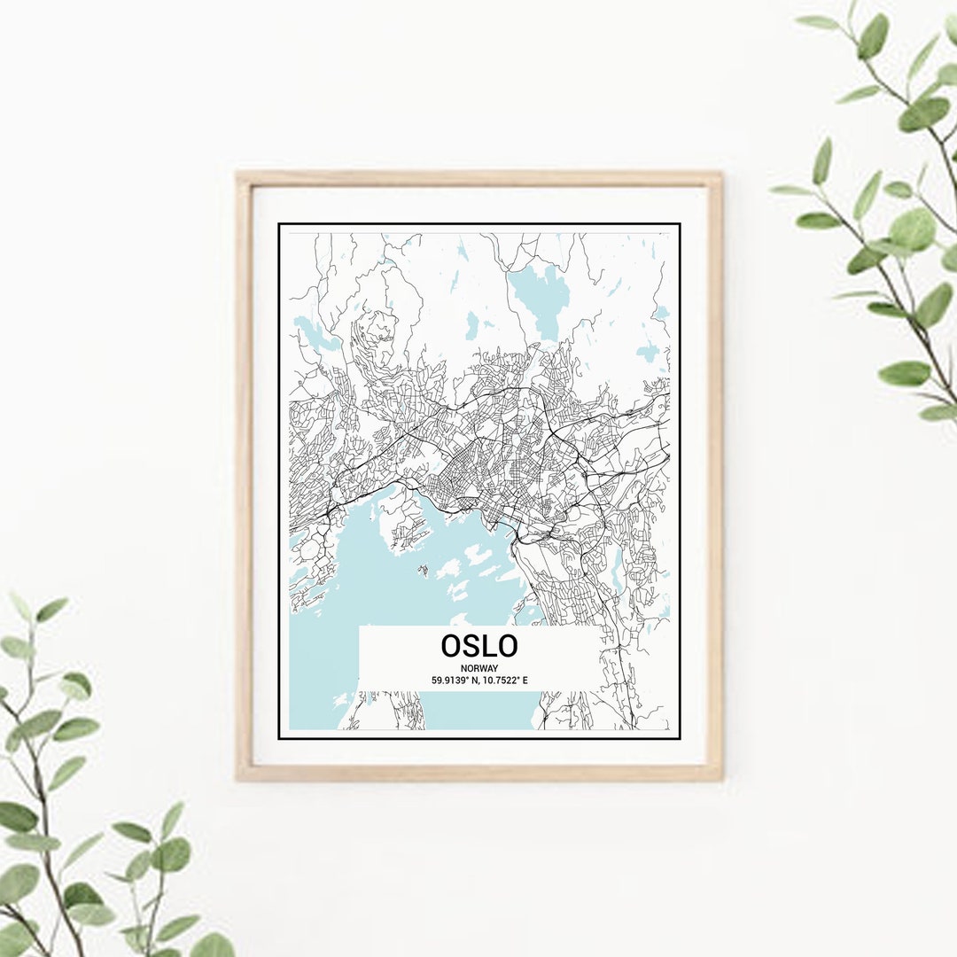 Oslo Norway City Map Print Europe Poster Personalized Printable Map ...
