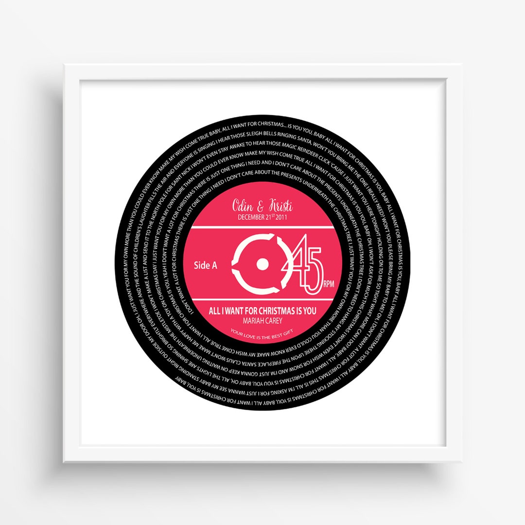 Any Song Personalized Color Christmas Love Song Lyrics Print Custom ...