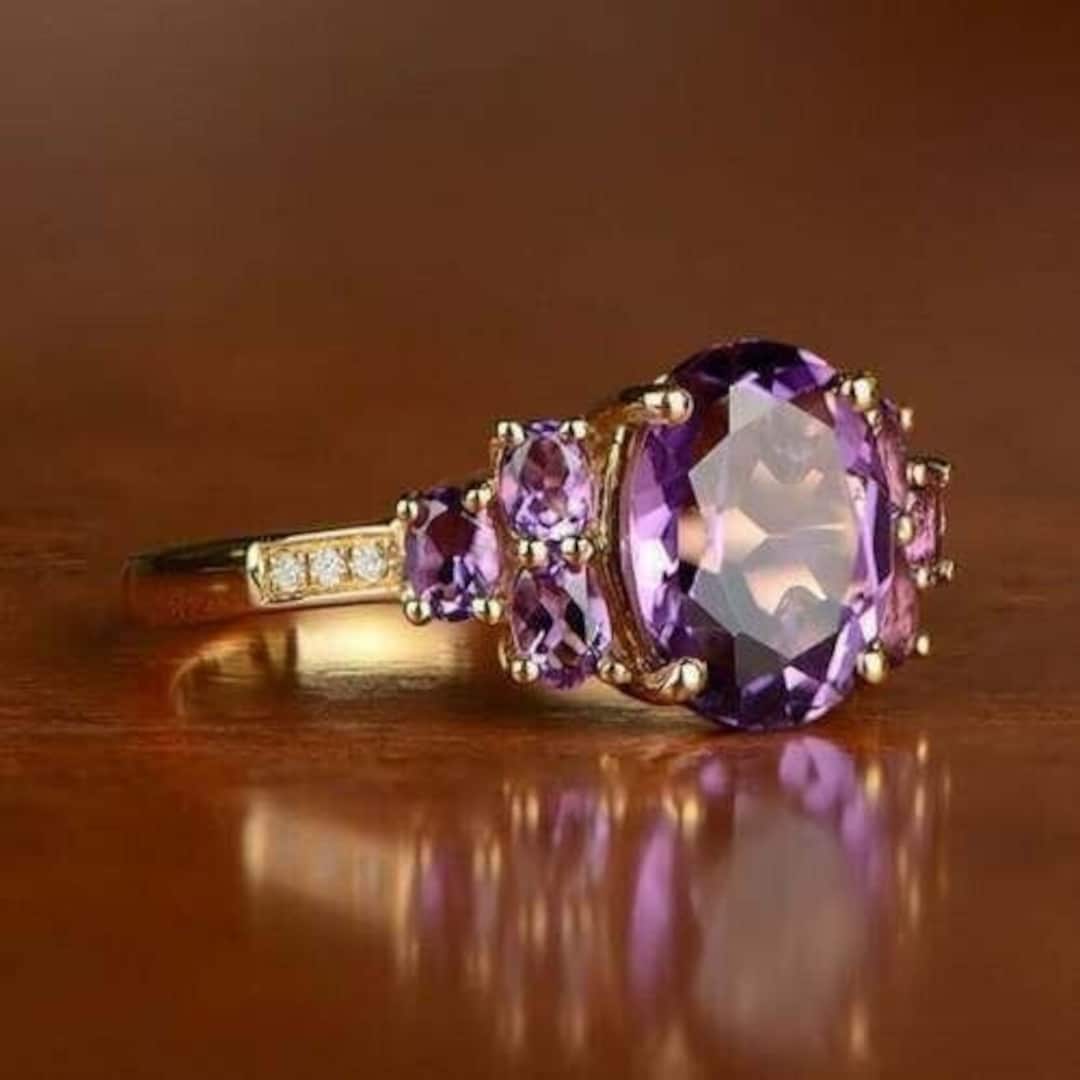 Natural Amethyst Ring 925 Silver Ring Amethyst Faceted Ring Birthstone ...