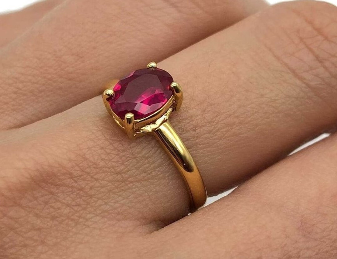 Radiant Ruby Ring in Gold Raw Ruby Ring in Gold Natural Ruby - Etsy