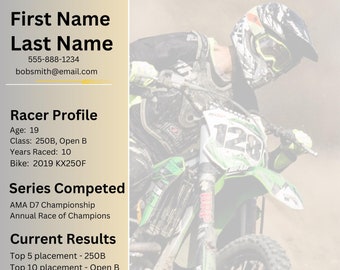 Motocross Sponsorship Resume Template: Clean, Simple, Custom (canva ...