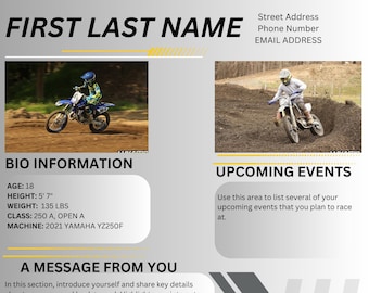 Motocross Sponsorship Resume Template: Clean, Simple, Custom (canva ...