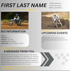 Motocross Resume Template - Etsy