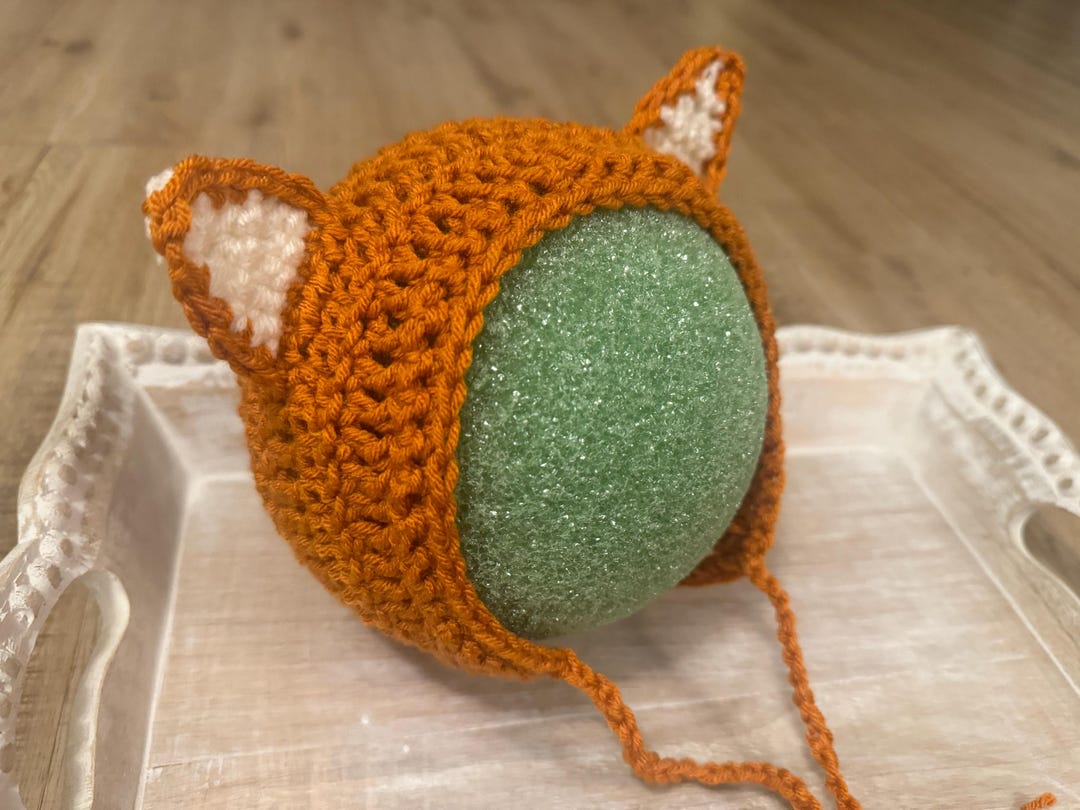 Fox Bonnet, Baby Fox Hat, Crochet, Woodland, Knit, Handmade, Photo Prop ...