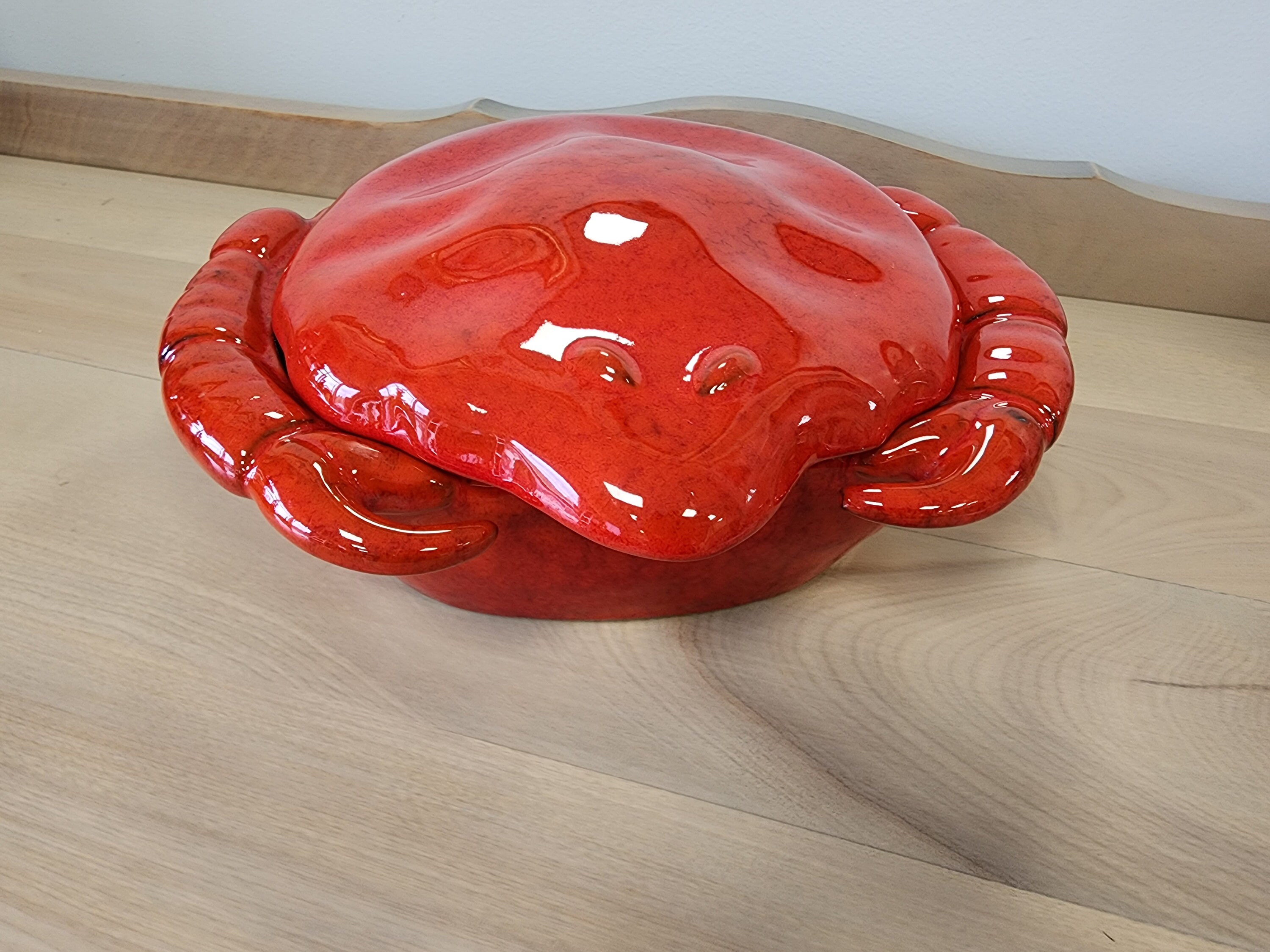 Vintage Red Crab Pot, Made in Italy for Peasant Village, Unique Gift ...