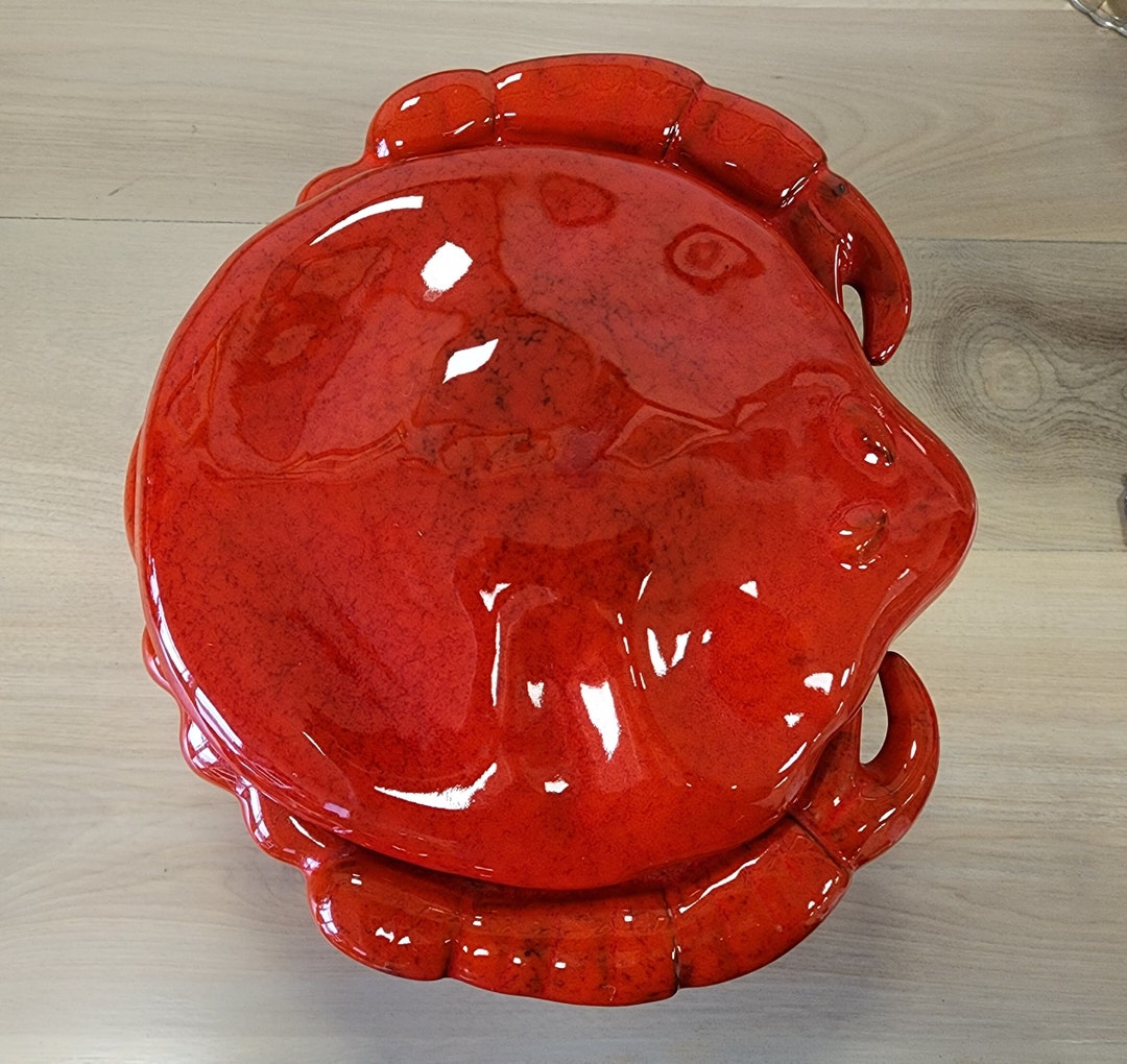 Vintage Red Crab Pot, Made in Italy for Peasant Village, Unique Gift ...