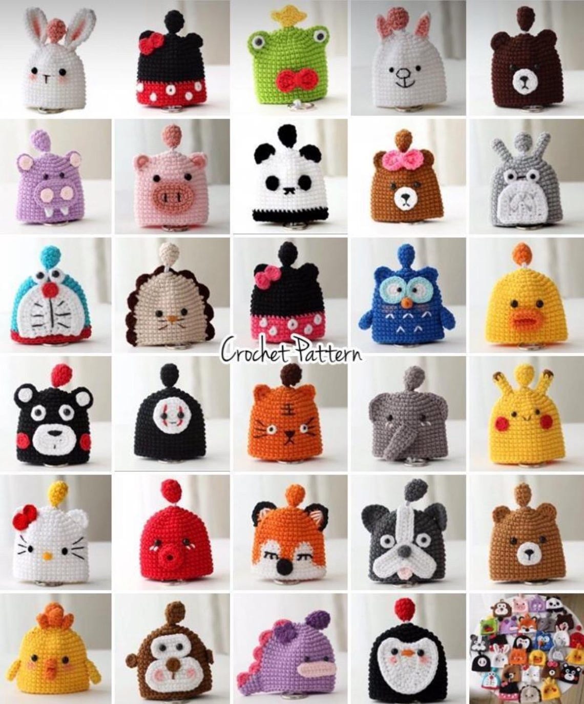Crochet Animal Key Cover Pattern | Amigurumi Keychain (PDF) - Etsy