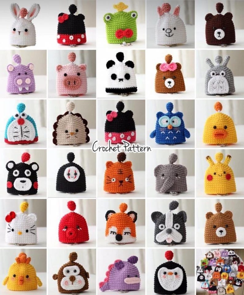 Crochet Key Cover Pattern | Animal Keychain PDF | Cute Car Key Holder ...